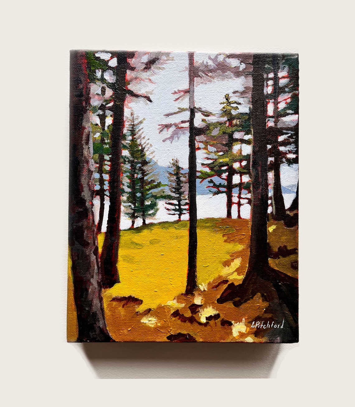 Original Acrylic Painting of Trees and Ocean Scene - Etsy