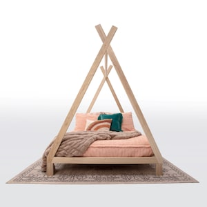 Solid Wood Montessori Teepee Floor Bed Frame for Toddlers - Chemical ...