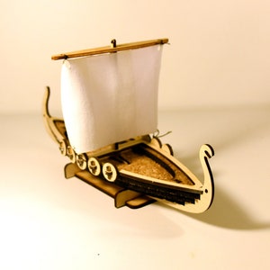 Viking Ship Model, Wooden Model Longboat, Viking Longship Float, Small ...