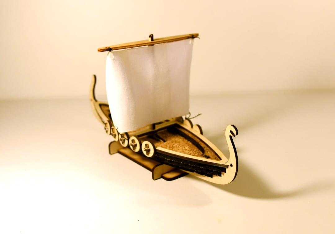 Viking Ship Model, Wooden Mini Longship, Model Boat Float, Small ...