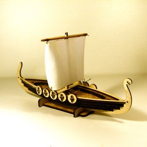 Viking Ship Model, Wooden Model Longboat, Viking Longship Float, Small ...
