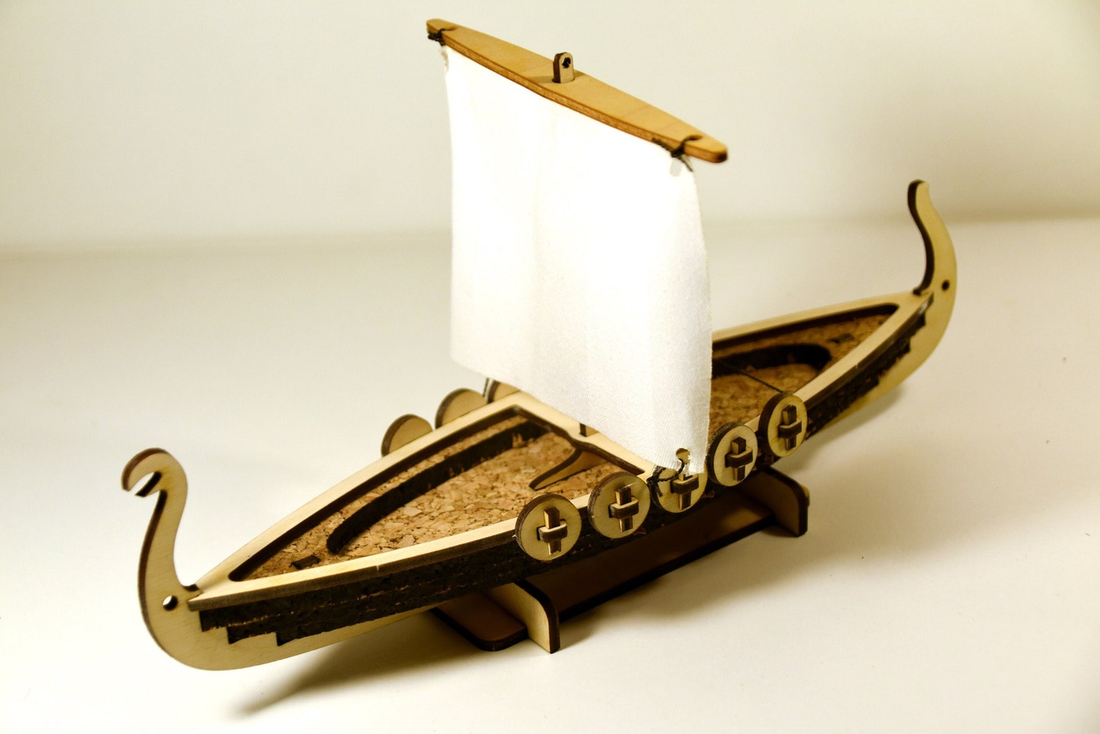 Viking Ship Model, Wooden Model Longboat, Viking Longship Float, Small ...