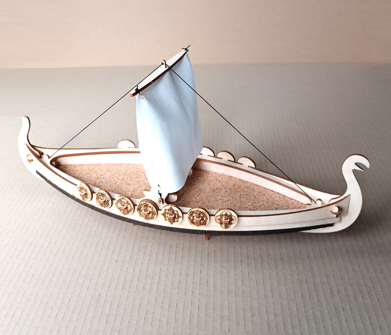 Viking Ship Model, 38 Cm(15 Inches) Wooden Floatable Viking Longship ...