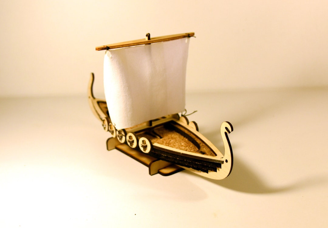 Viking Ship Model, Wooden Model Longboat, Viking Longship Float, Small ...