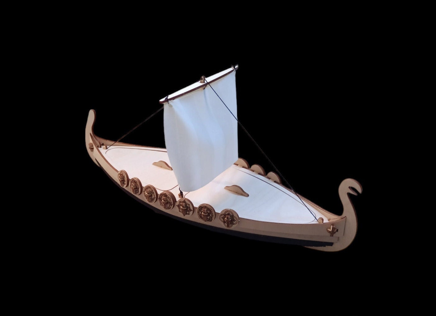 Viking Ship Model, 38 Cm(15 Inches) Wooden Floatable Viking Longship ...
