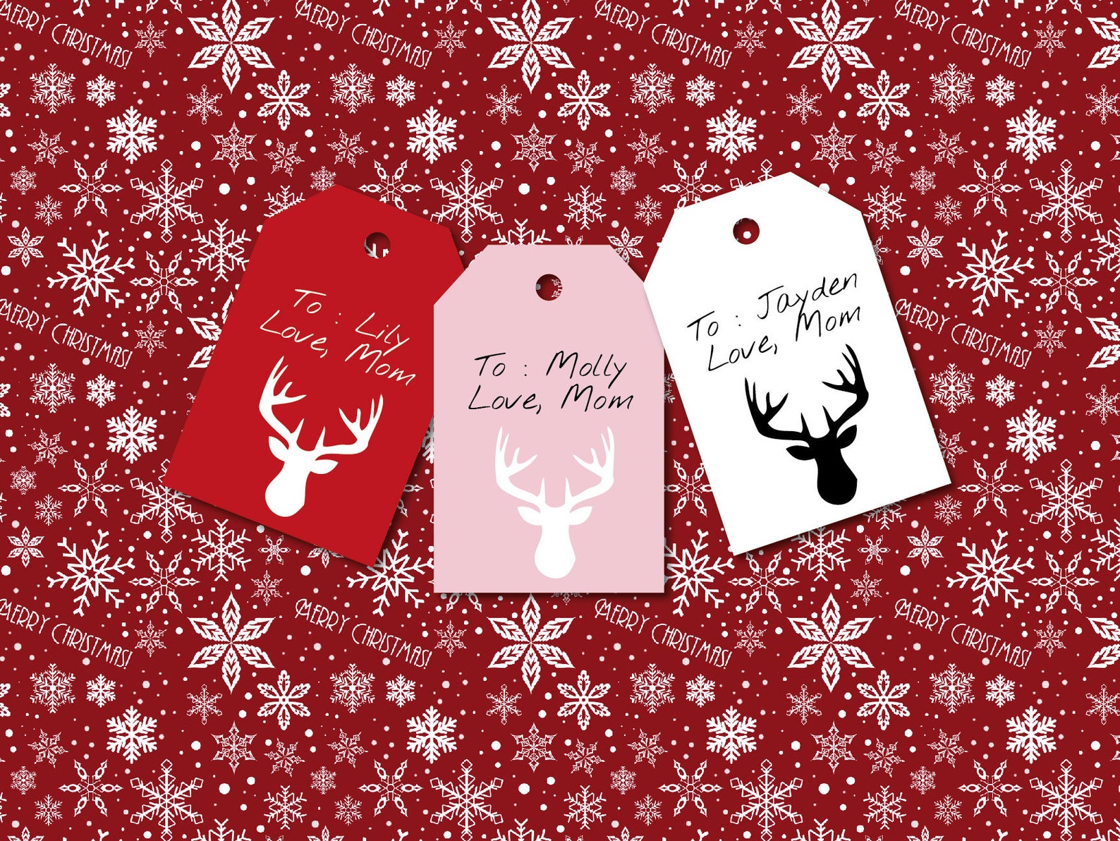 Printable Reindeer Gift Tags, DIY Gift Tags, Christmas Gift Tag, Gift ...
