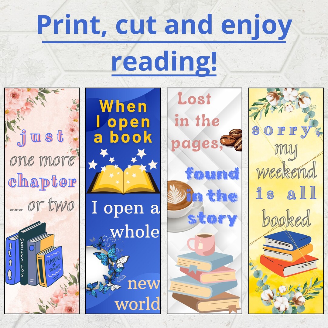 Stacked Books Printable Bookmarks for Book Lovers, Just One More ...