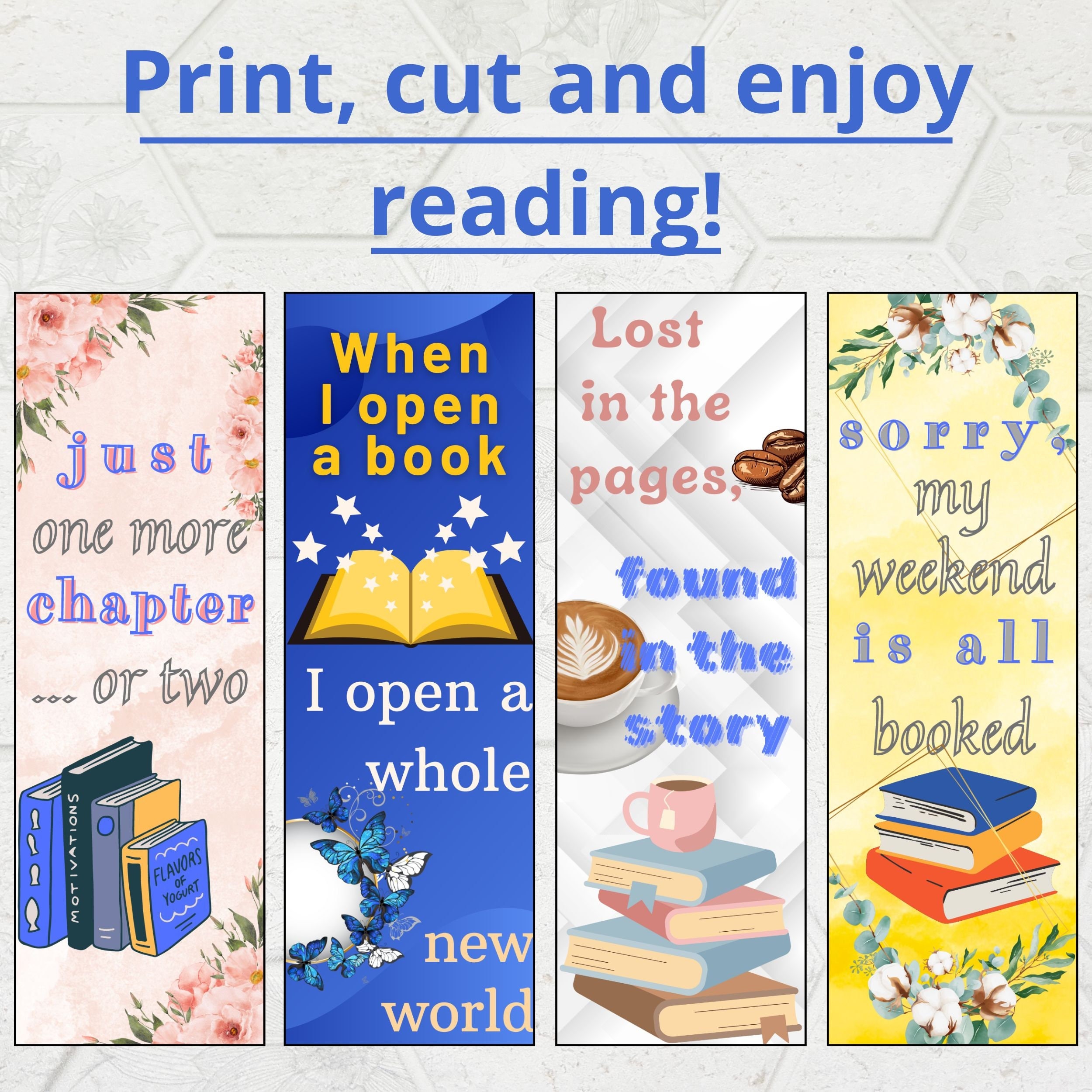 Stacked Books Printable Bookmarks for Book Lovers, Just One More ...