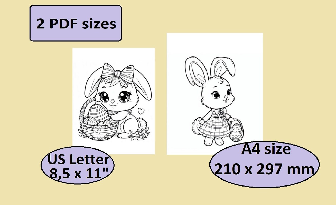 20 Easter Bunny Coloring Pages for Kids, Easter Bunny Coloring Activity ...