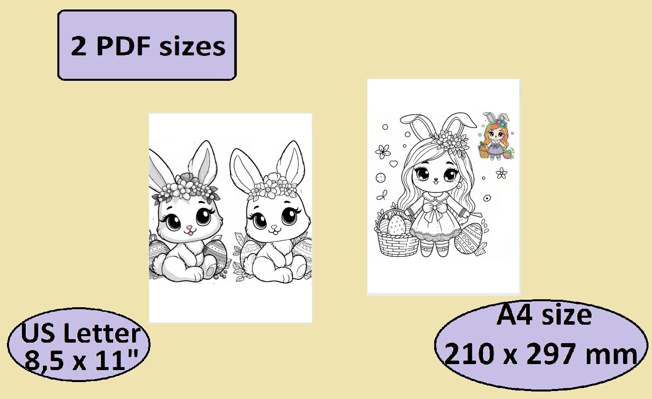 10 Easter Bunny Coloring Pages for Kids, Easter Bunny Coloring Activity ...