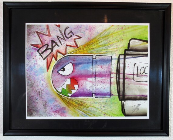 Nintendo Bullet Bill From Super Mario Video Game Watercolor | Etsy