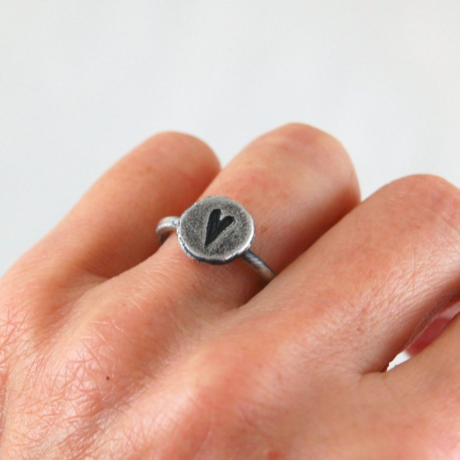 Silver Simple Minimalist Ring Silver Heart Ring - Etsy