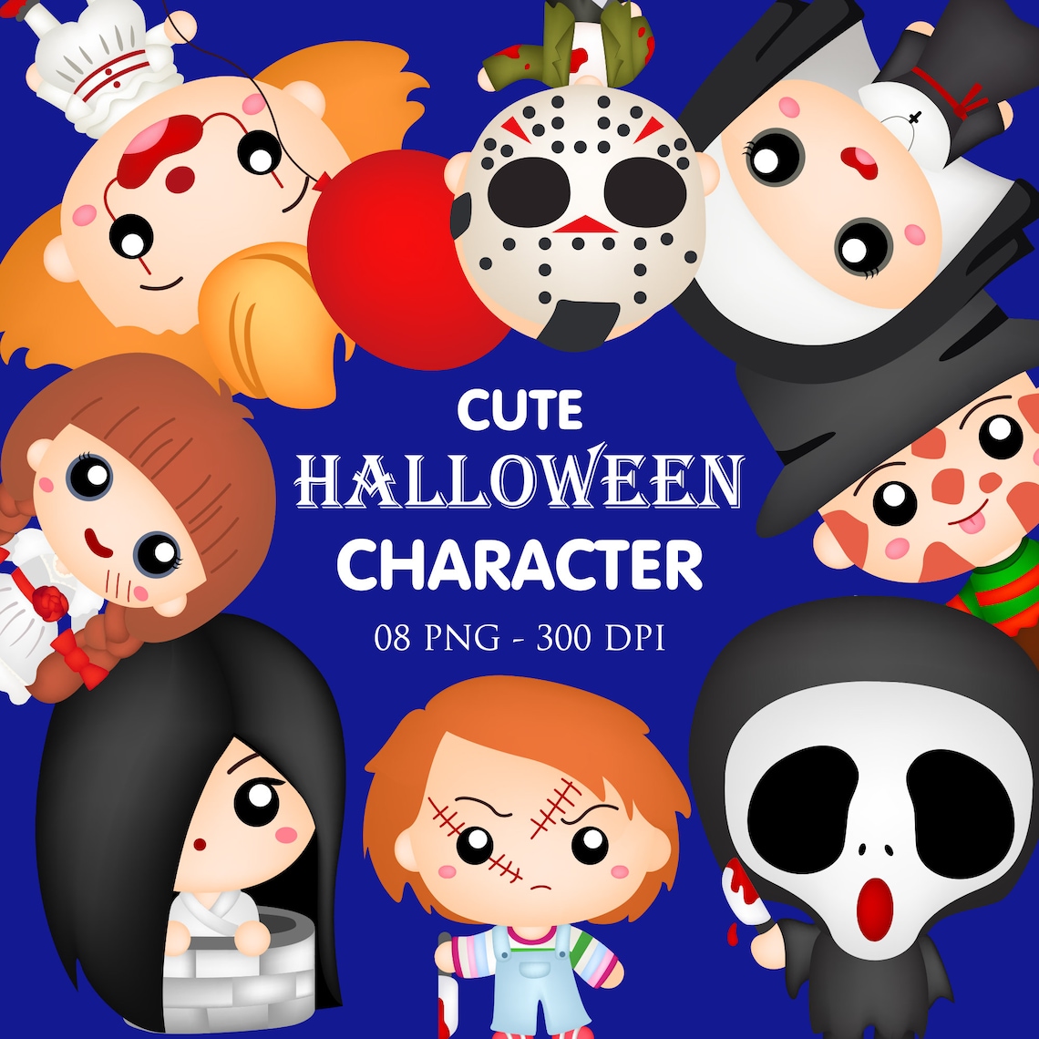Cute Halloween Character Clipart Horror movie Clip Art | Etsy