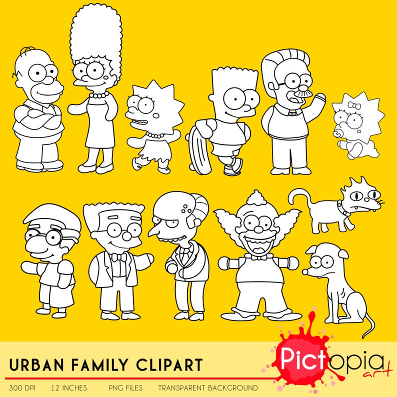 Papercraft Urban clip art simpsons digital stamp png INSTANT DOWNLOAD ...