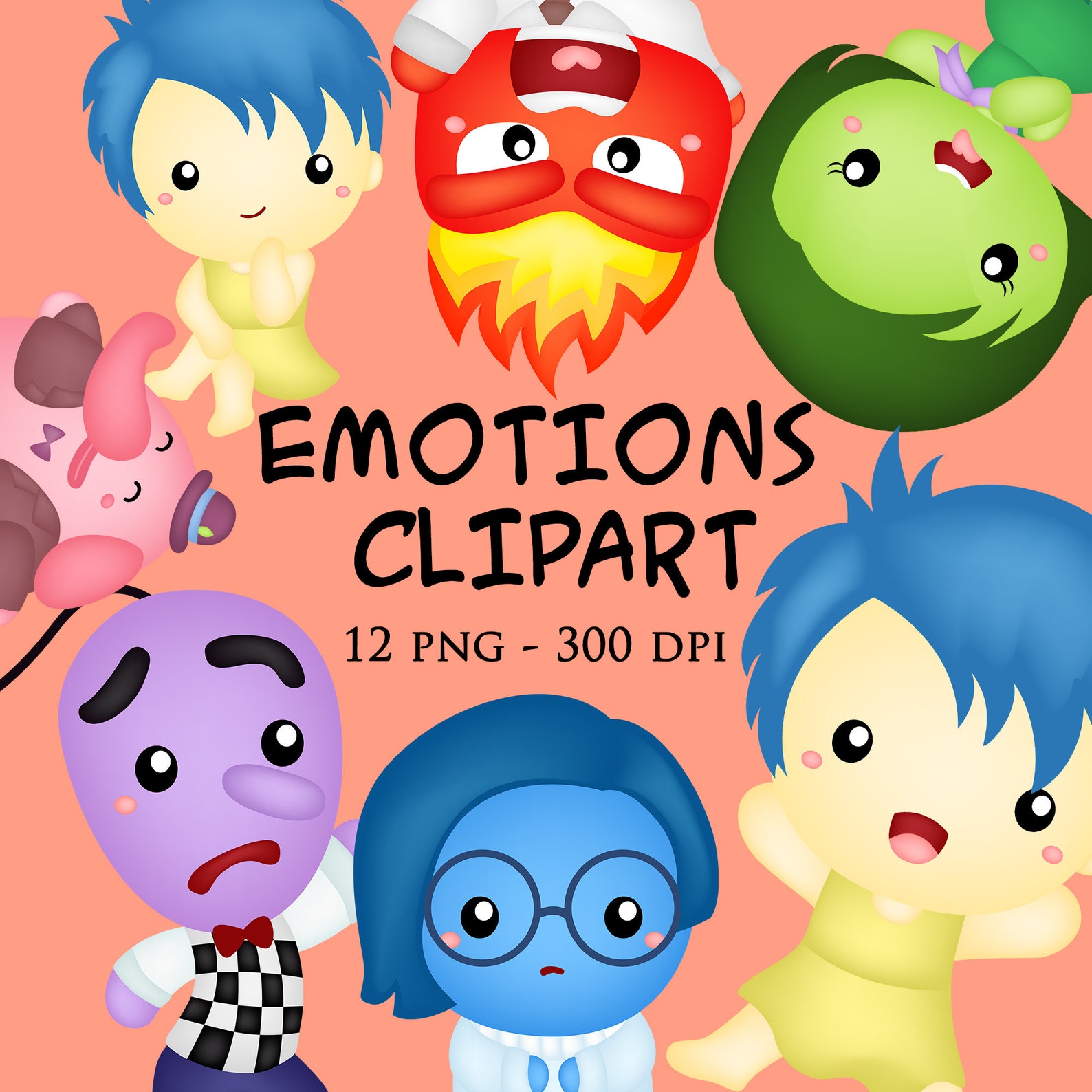Emotions Clipart Cute Emotion Clip Art Feelings Inside | Etsy