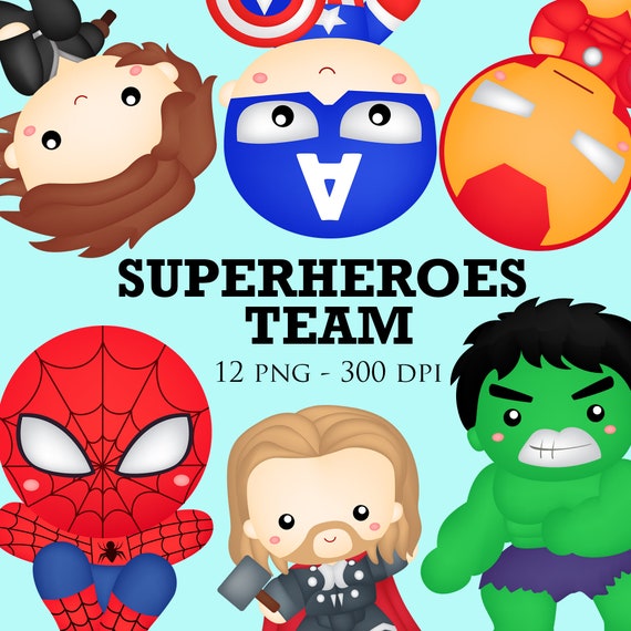 Superheroes Team Clipart Heroes clip art Teamwork clipart | Etsy