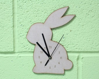 Wood Rabbit Wall Clock - Etsy