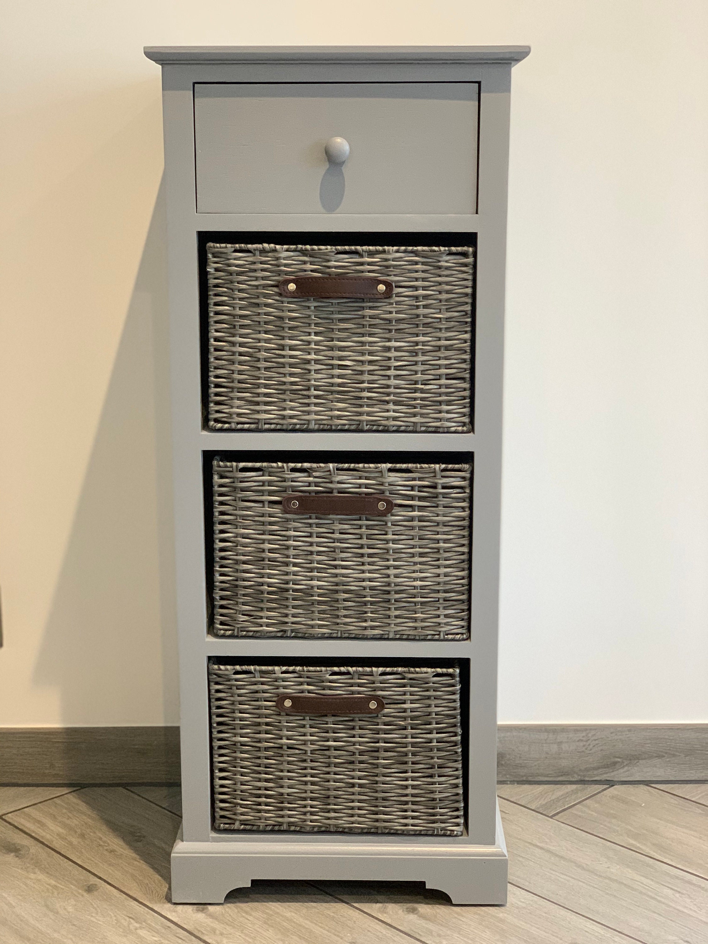 Grey Modern Sleek Storage Unit Drawers Wicker Baskets Office - Etsy UK