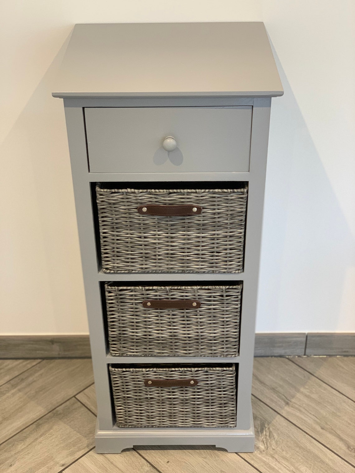 Grey Modern Sleek Storage Unit Drawers Wicker Baskets Office - Etsy UK