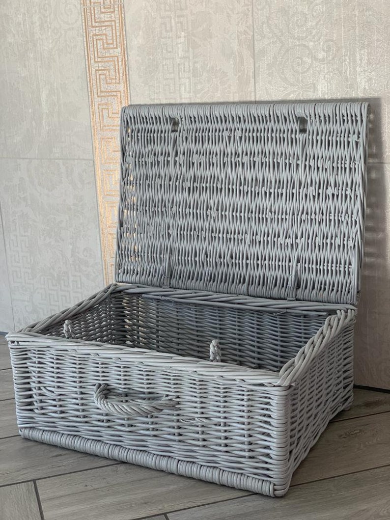 Home Delights Grey Handmade Wicker Basket Trunk High Quality | Etsy