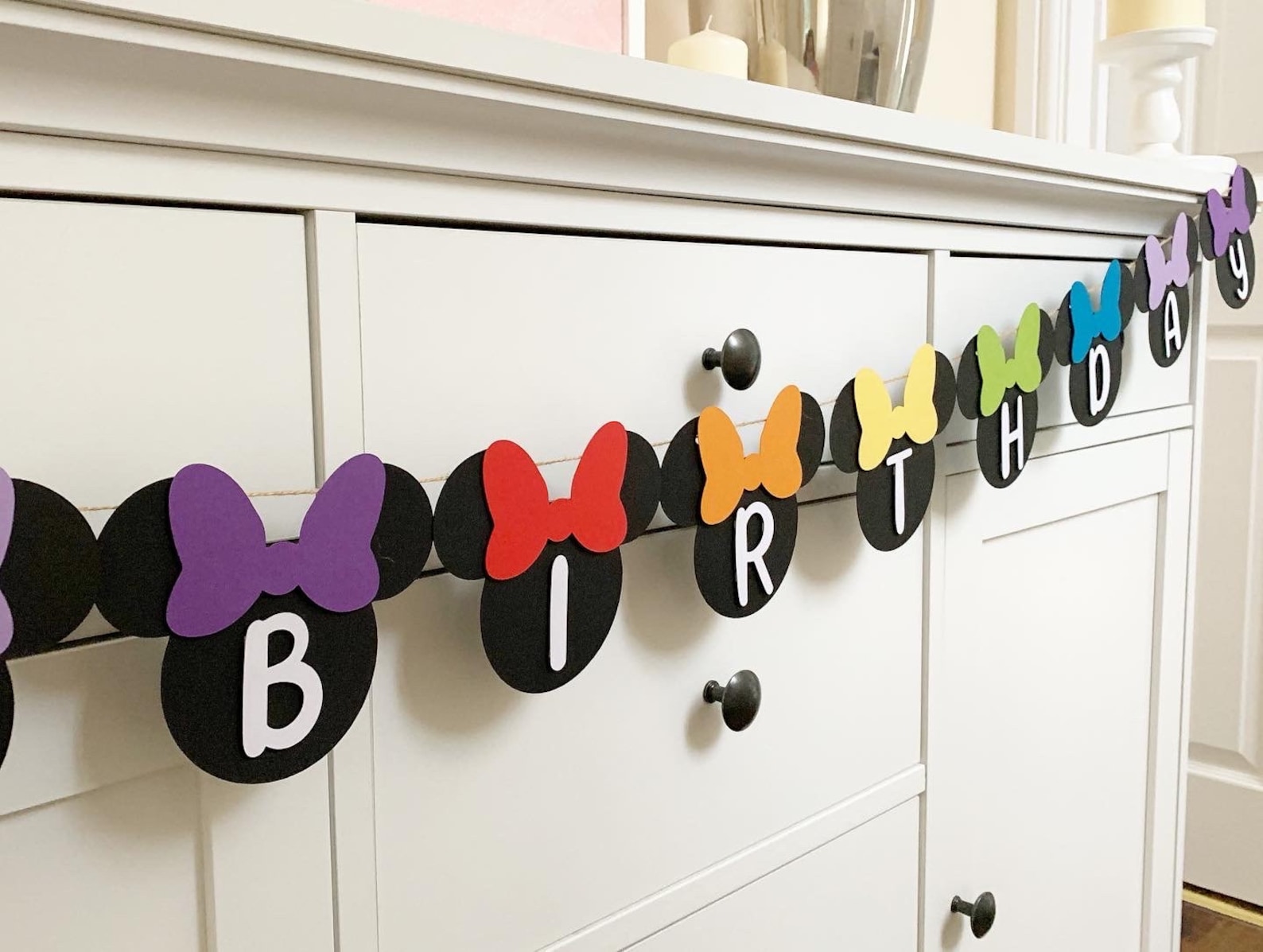 Minnie Mouse Happy Birthday Bright Rainbow Bunting Paper - Etsy UK