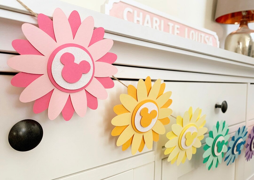 Rainbow Disney Flower Banner Disney Home Decor - Etsy