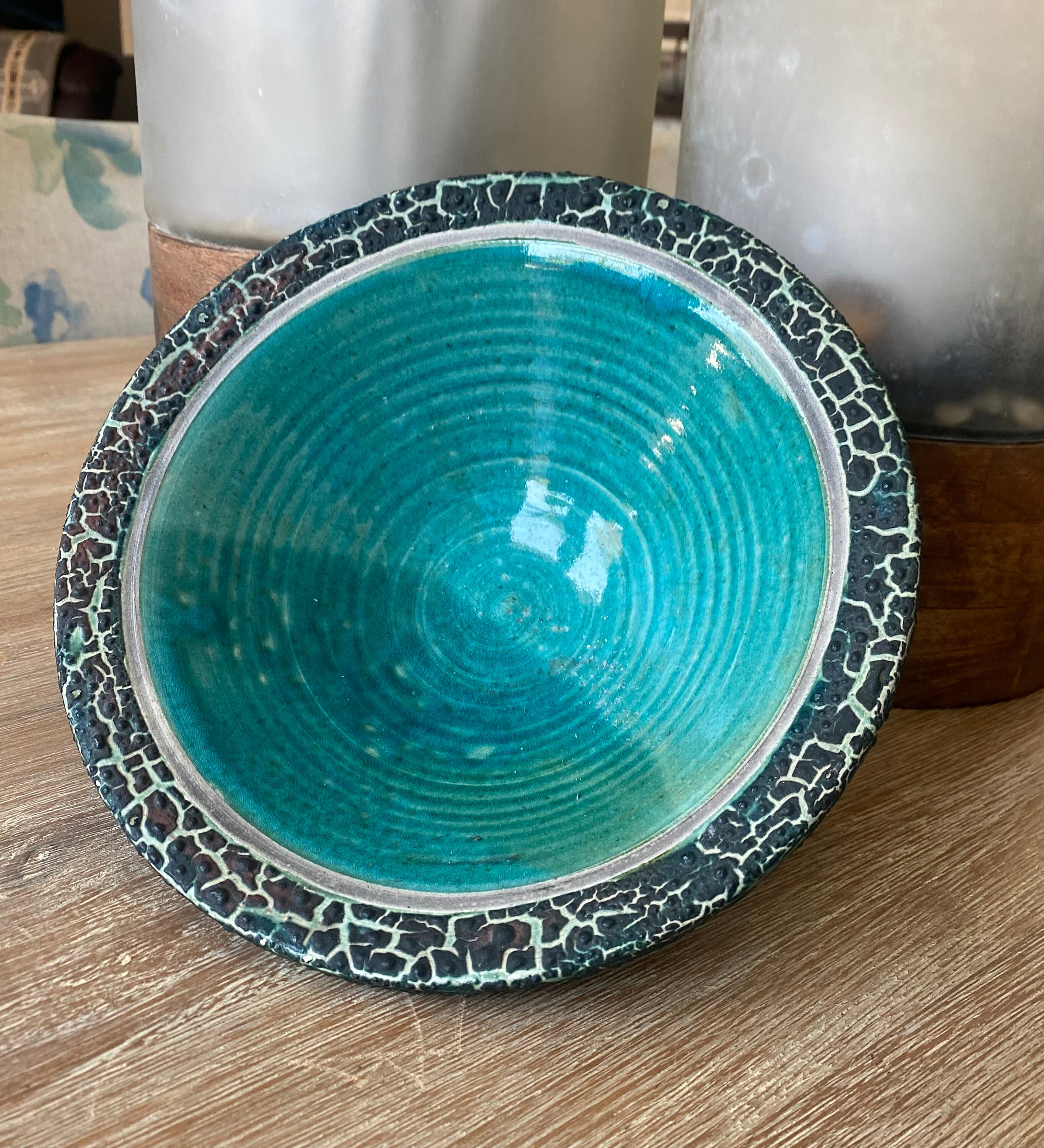 Rare Vintage Alex Long Pottery, Raku, Turquoise Beautiful Bowl With ...