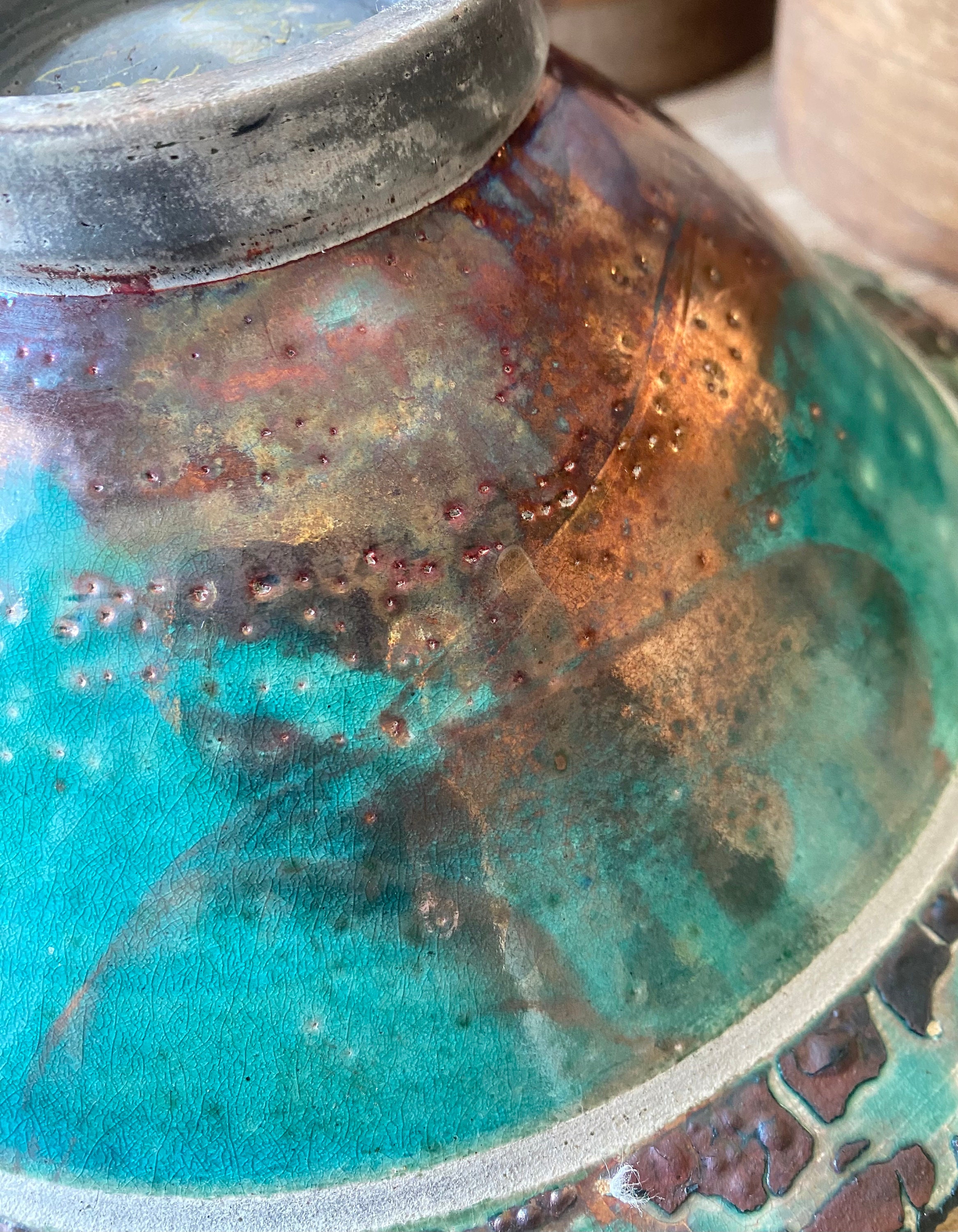 Rare Vintage Alex Long Pottery, Raku, Turquoise Beautiful Bowl With ...