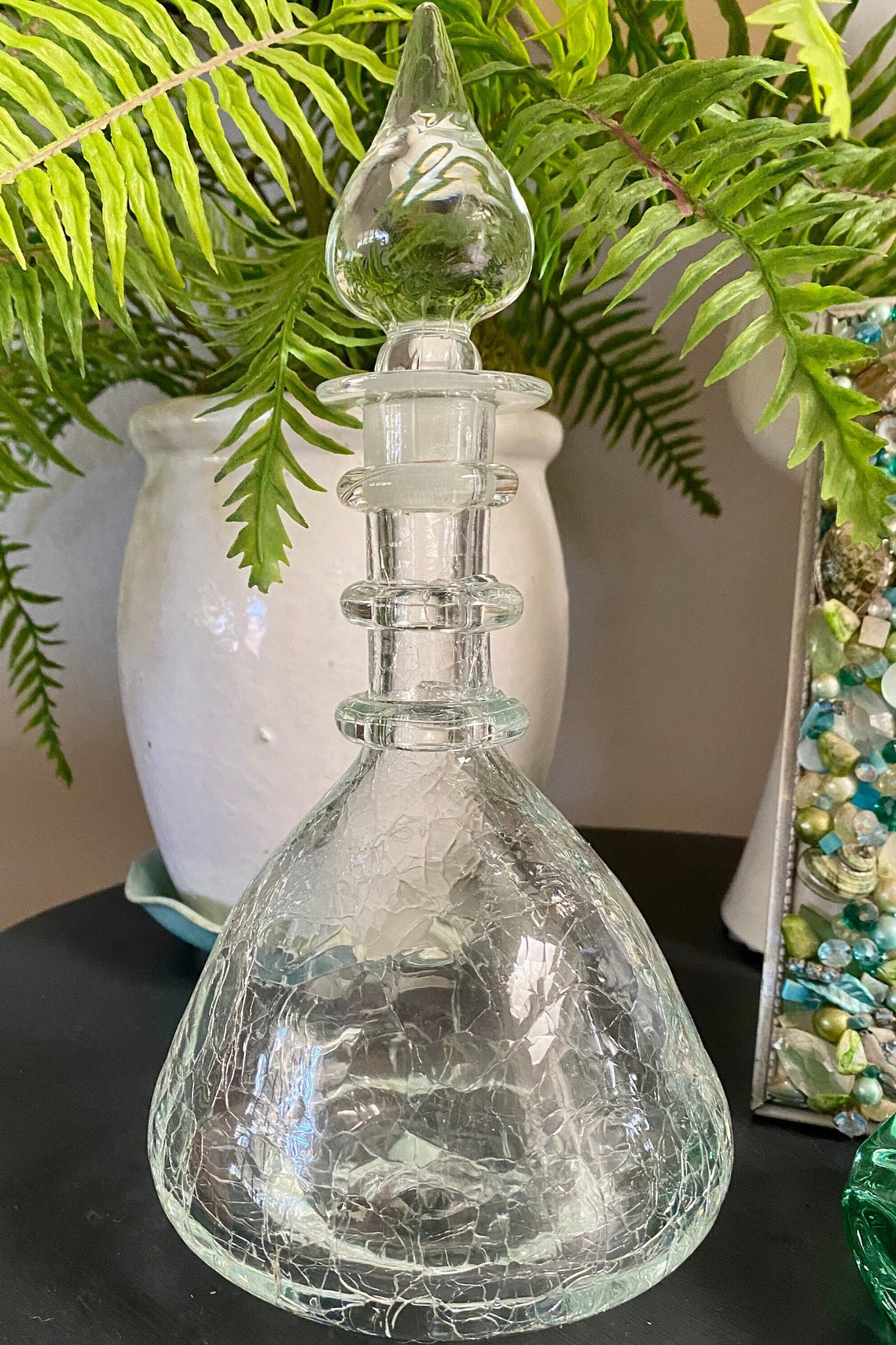 Stunning Art Glass Blenko Crystal Crackle Modern Decanter With - Etsy