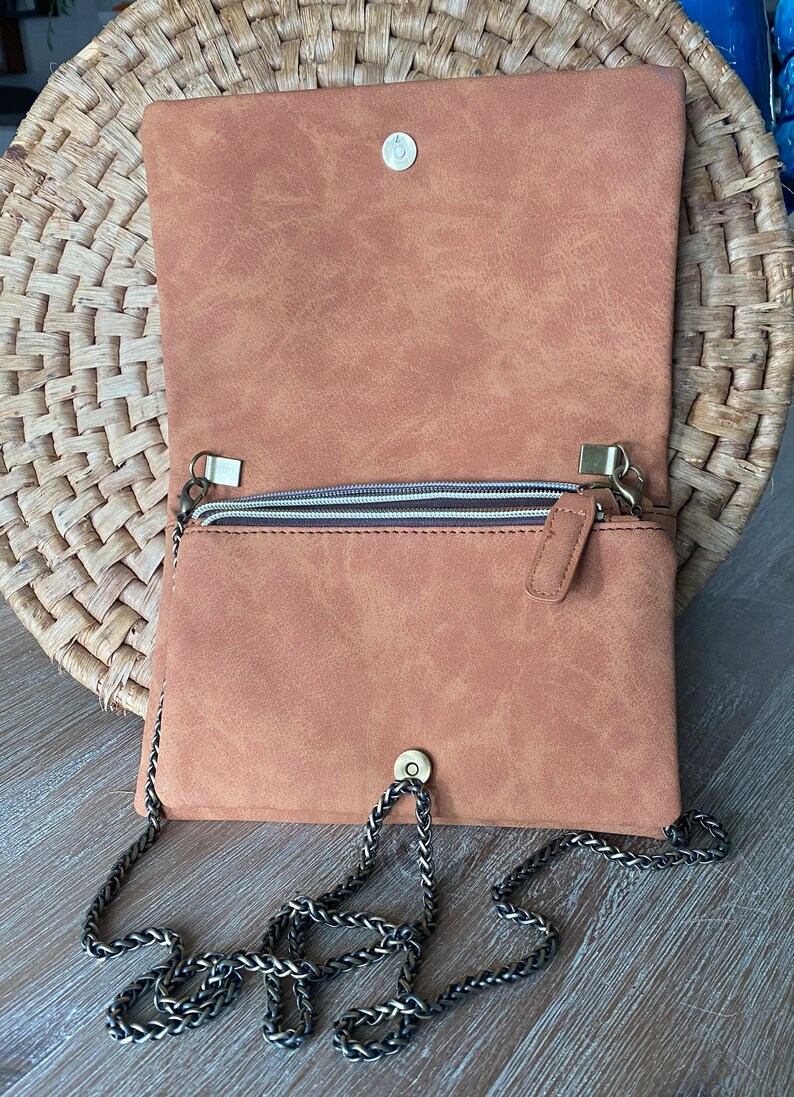 Vintage Vegan Suede Crossbody Purse, Aztec Design, Chain Strap - Etsy