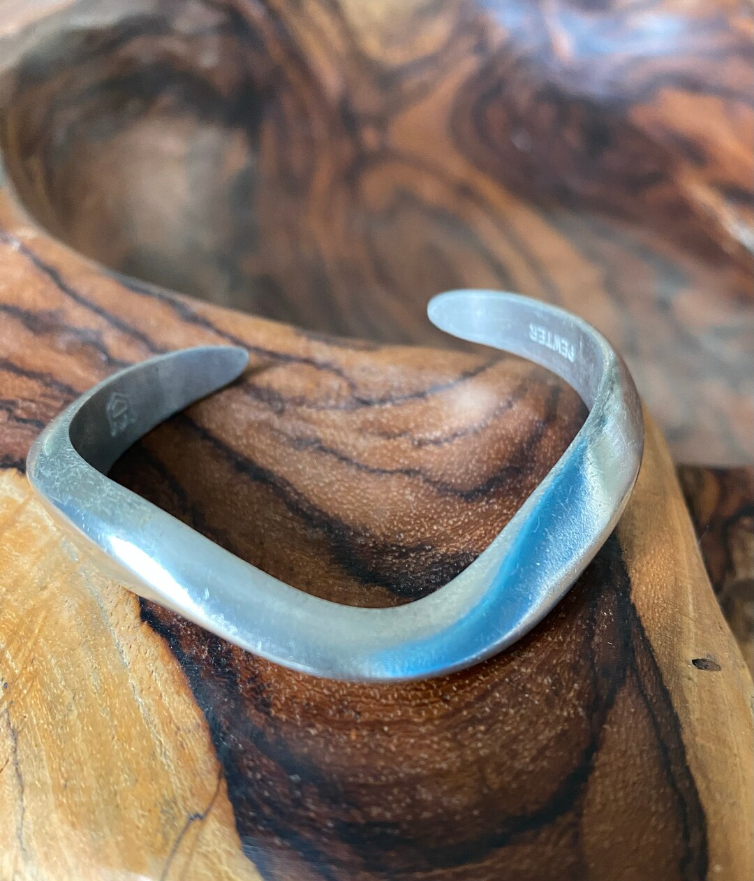 Vintage Modern Stamped ALPACA Mexico, Solid Pewter Bangle / Bracelet ...