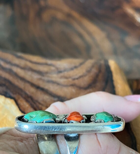 Vintage Turquoise and Red Coral Nugget Ring Set in St… - Gem