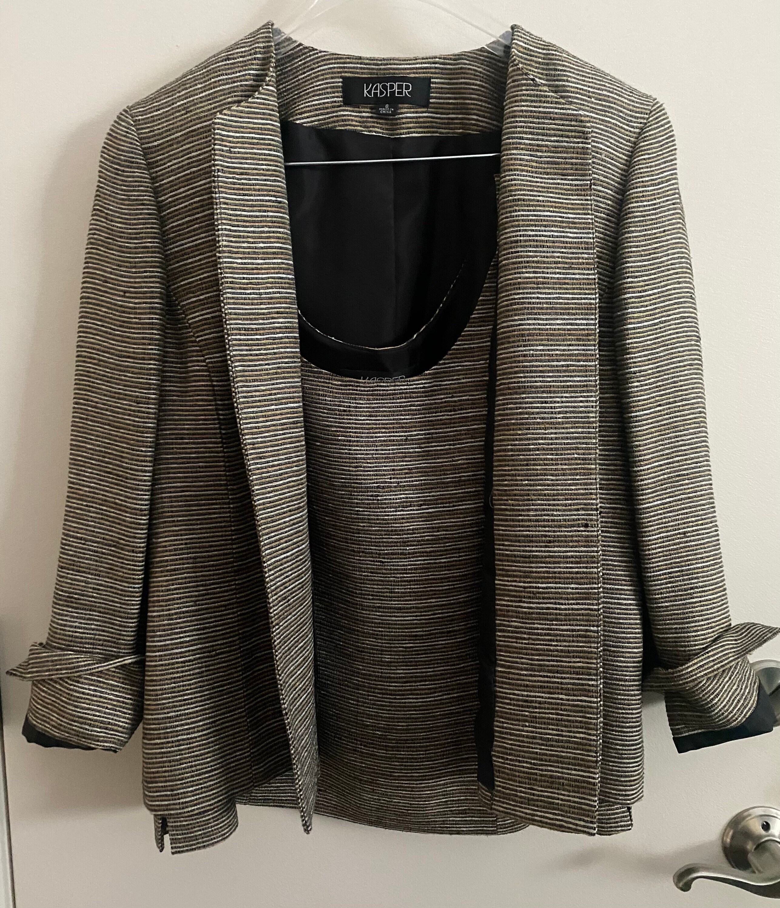 Vintage Kasper, Stunning Cami and Blazer, Metallic Silk With Black ...