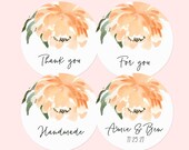 Peach Flower Stickers Thank You Stickers Handmade Stickers | Etsy