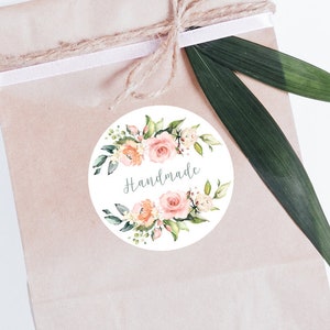 24 Floral Handmade Stickers, Flower Labels, Thank You Stickers ...