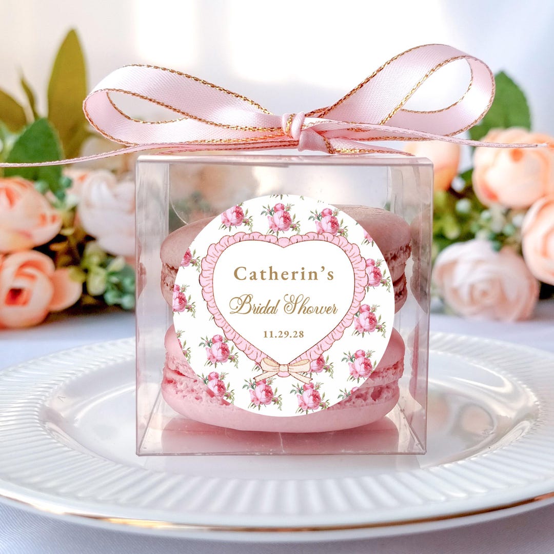 10 Sets of Macaron Packaging Boxes With Ribbons & Personalized Labels ...