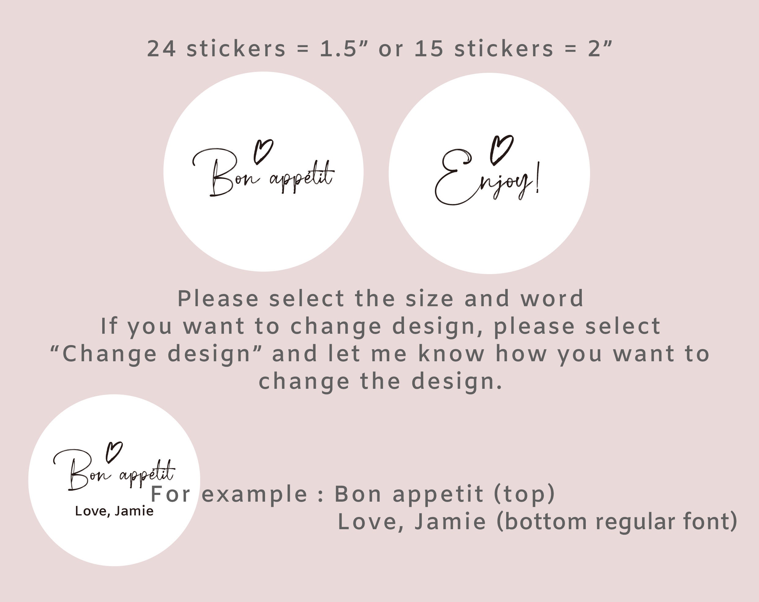 Bon Appétit Circle Gift Stickers, Enjoy Labels, Cookie Bag Labels, Gift ...