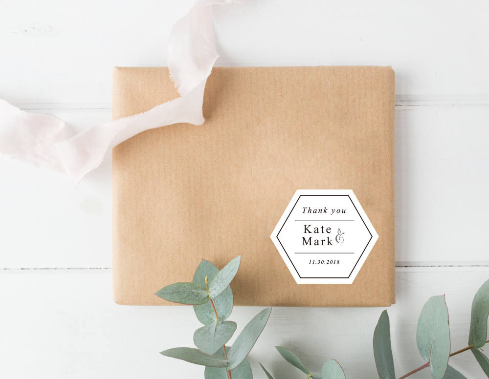 12 Thank You Name and Date Stickers. White Thank You Stickers - Etsy