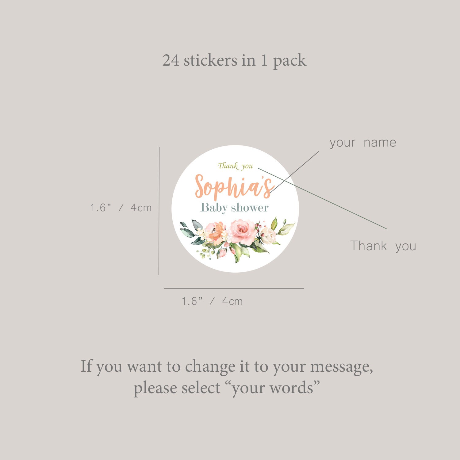 24 Floral Baby Shower Stickers Flower Baby Shower Label Baby - Etsy