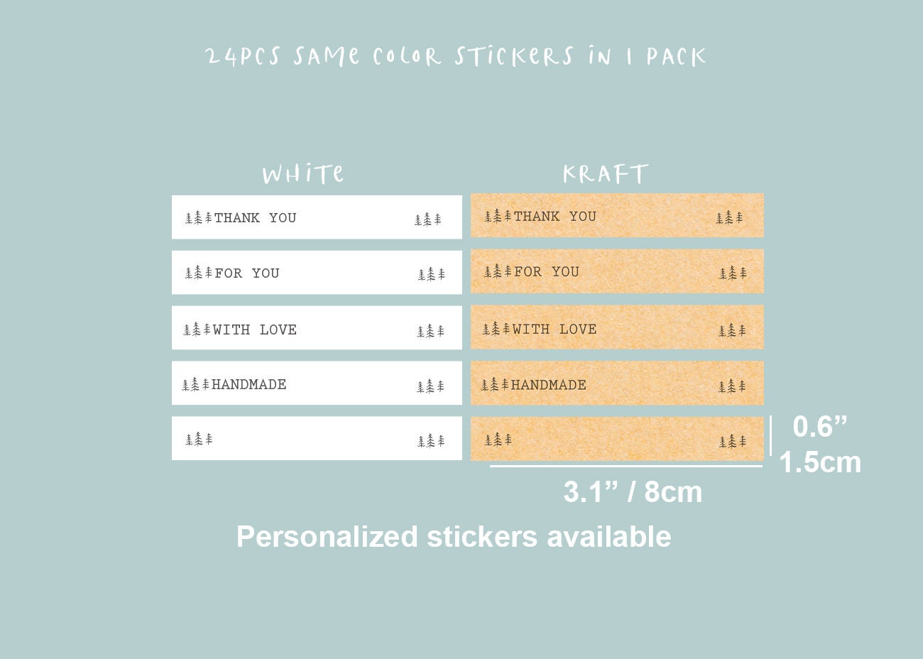 24 Narrow thank you stickers with love for you handmade | Etsy