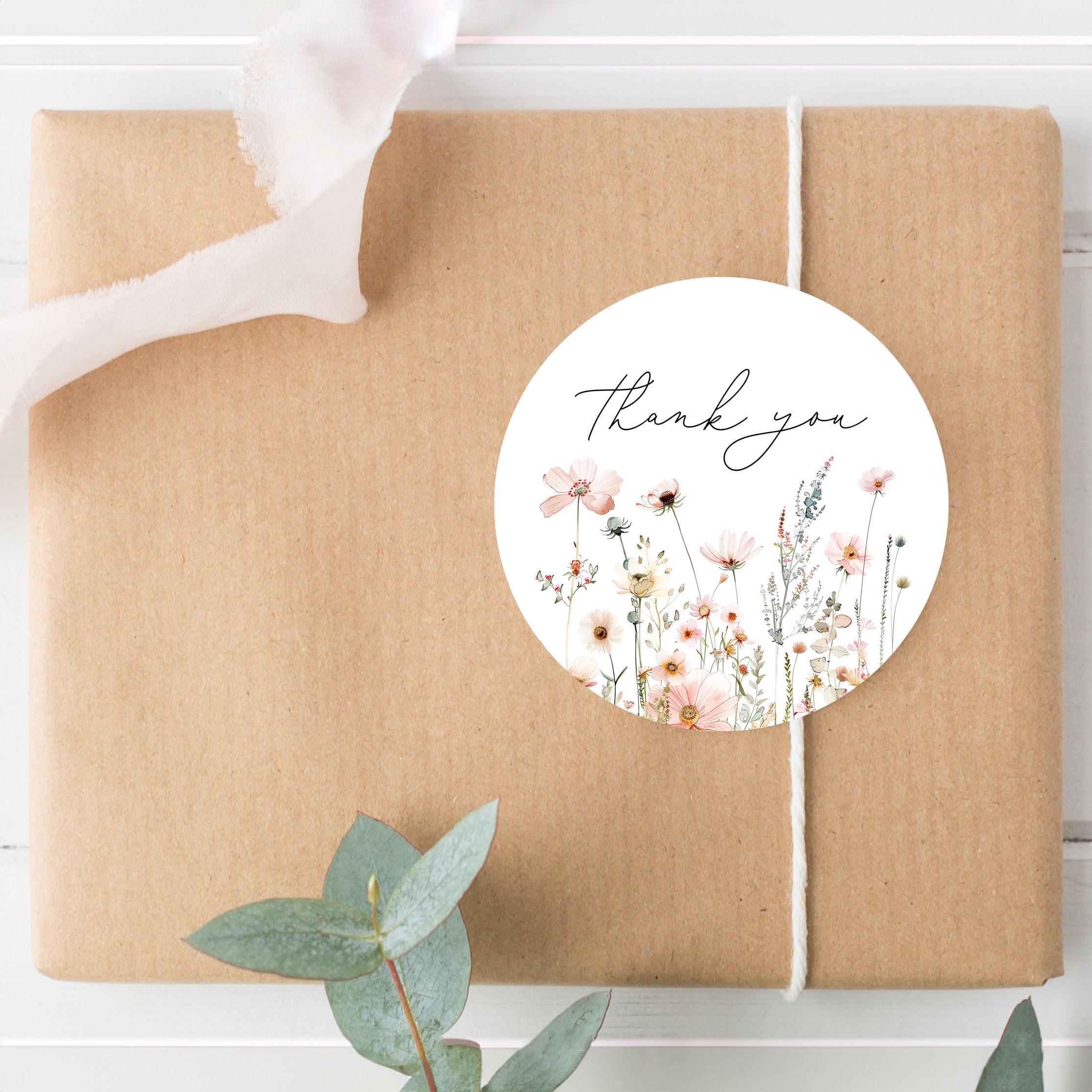 Meadow Flower Thank You Stickers, Floral Circle Labels - Etsy