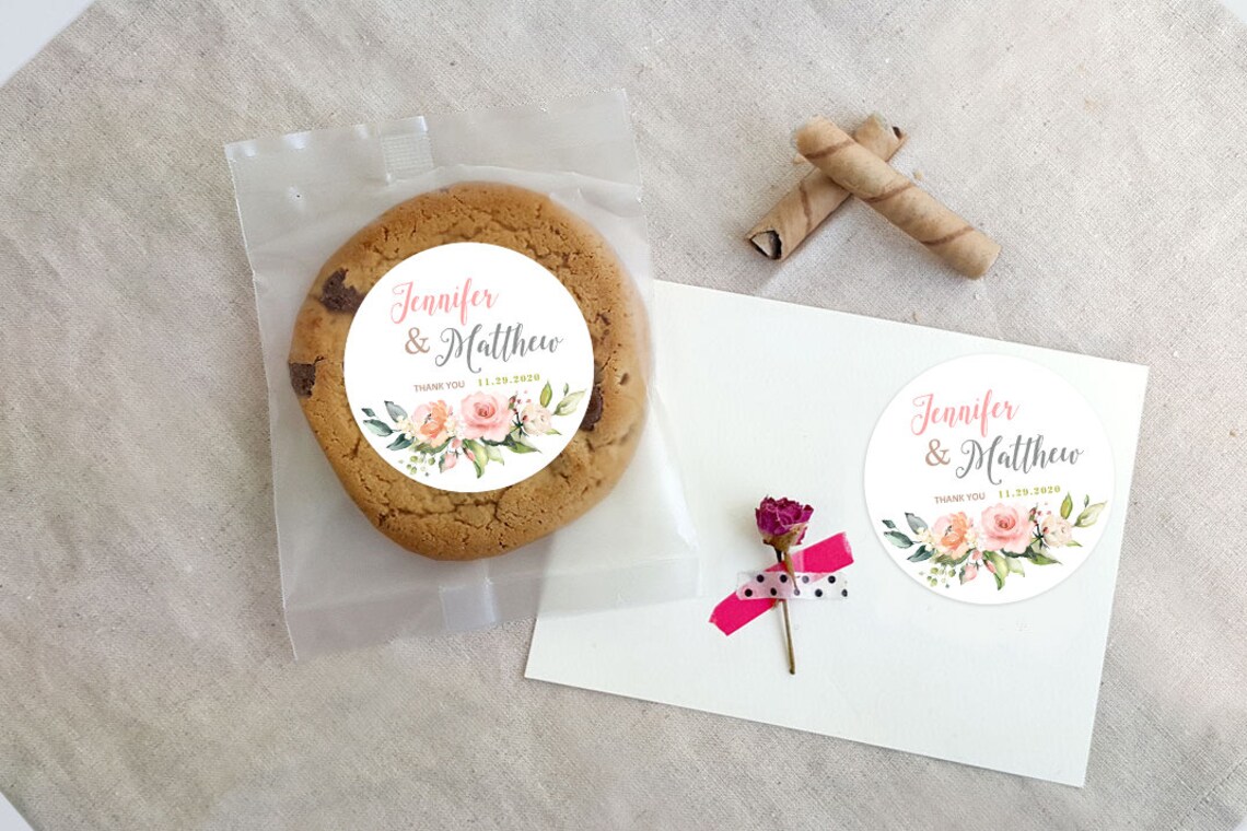 24 Floral Wedding Stickers, Flower Wedding Label, Wedding Favor Sticker ...