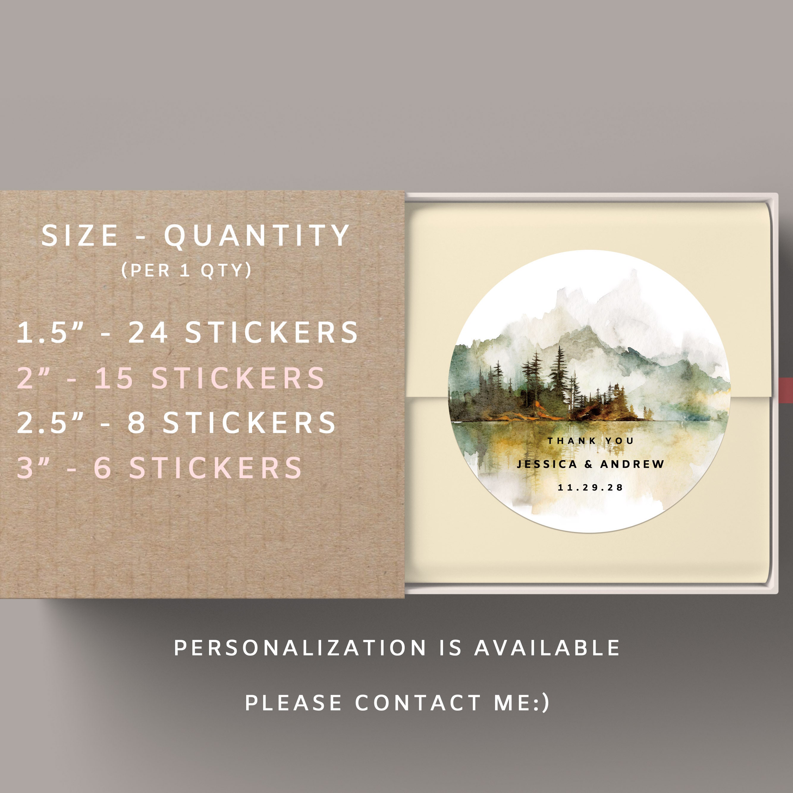 Fall Mountain Landscape Wedding Label, Autumn Nature Wedding Invitation ...