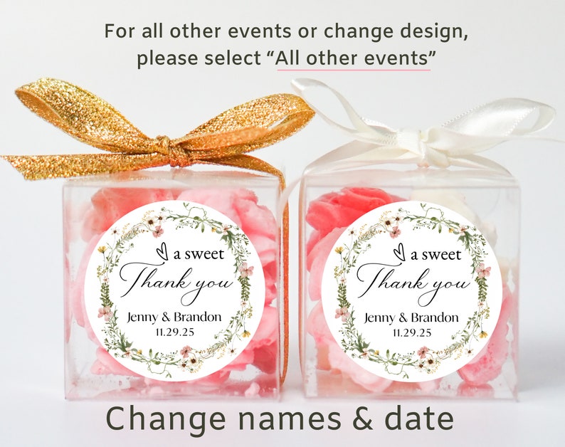 10 Sets of Floral Custom Wedding Macaron Box Ribbon Label - Etsy