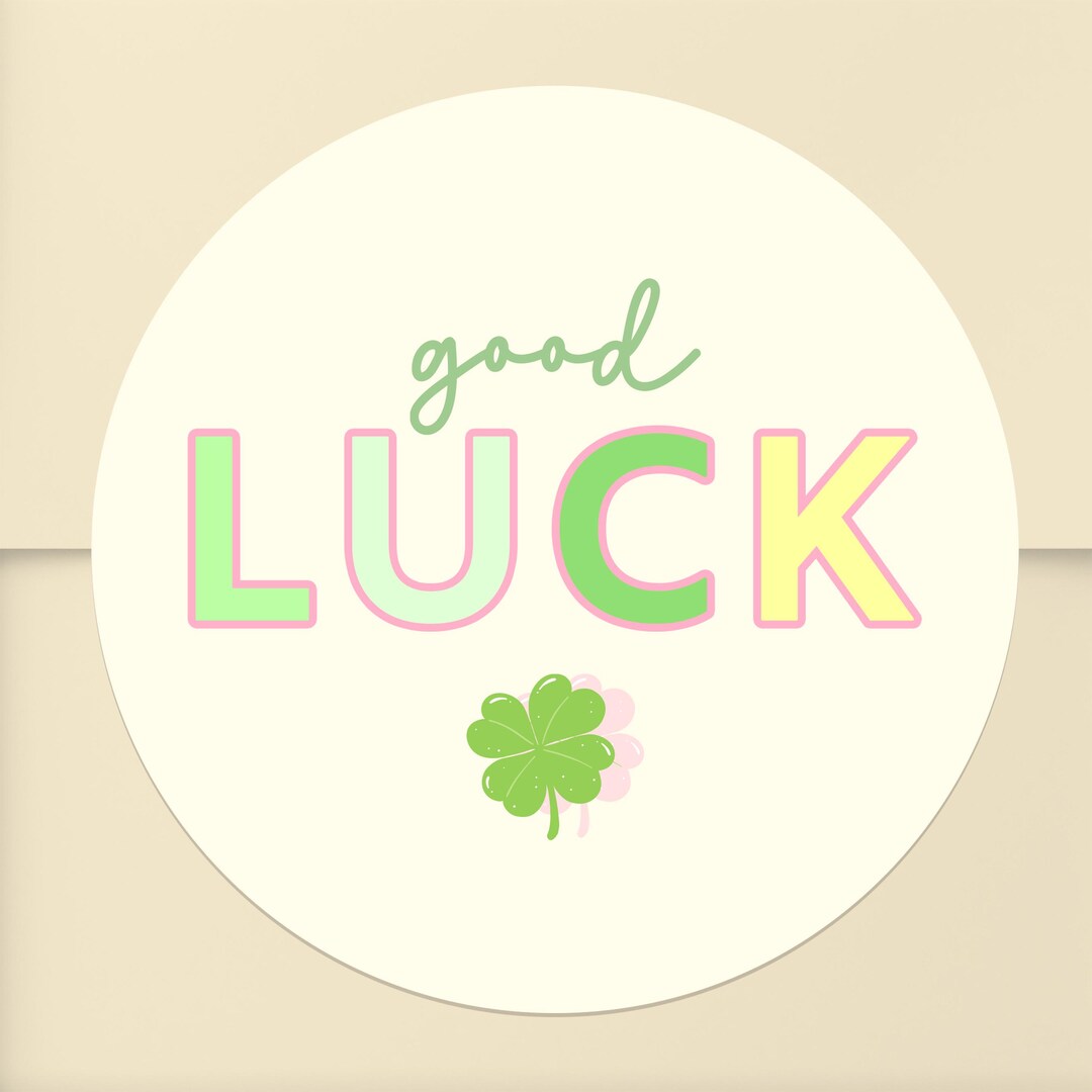 Good Luck Sticker – Cute Four Leaf Clover Sticker for Gifting – Pastel ...