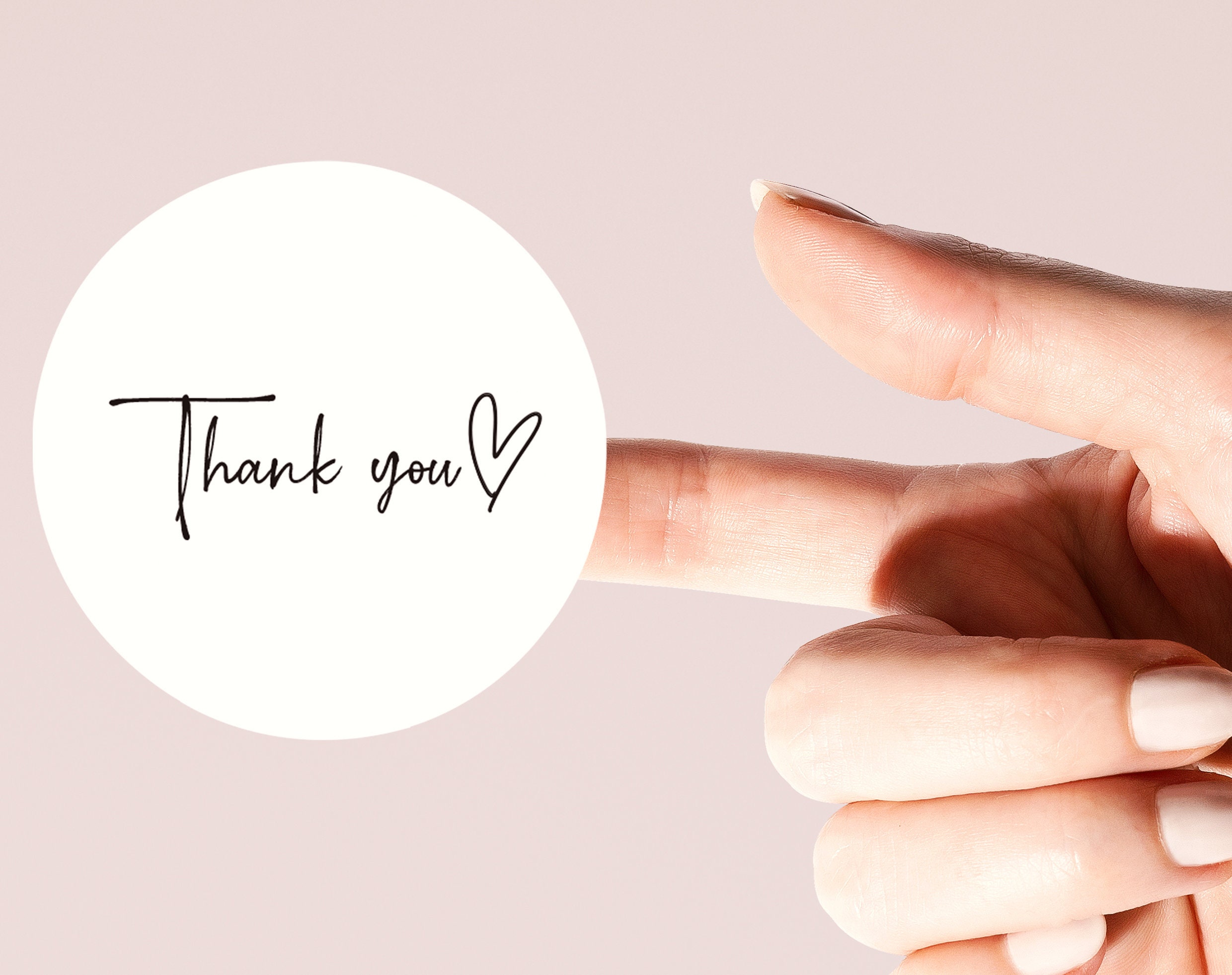 Heart Script Font Thank You Labels Handmade Business Labels - Etsy