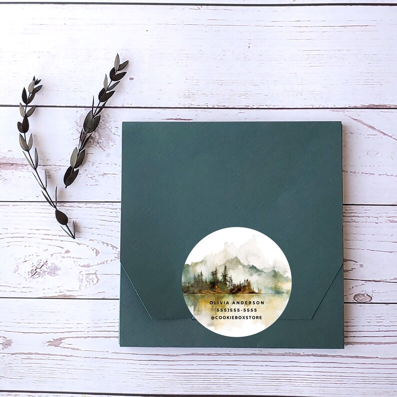 Fall Mountain Landscape Wedding Label, Autumn Nature Wedding Invitation ...