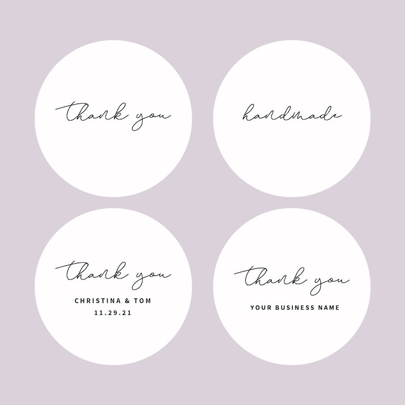 Cursive Round Thank You Stickers Thank You Stickers Thank | Etsy