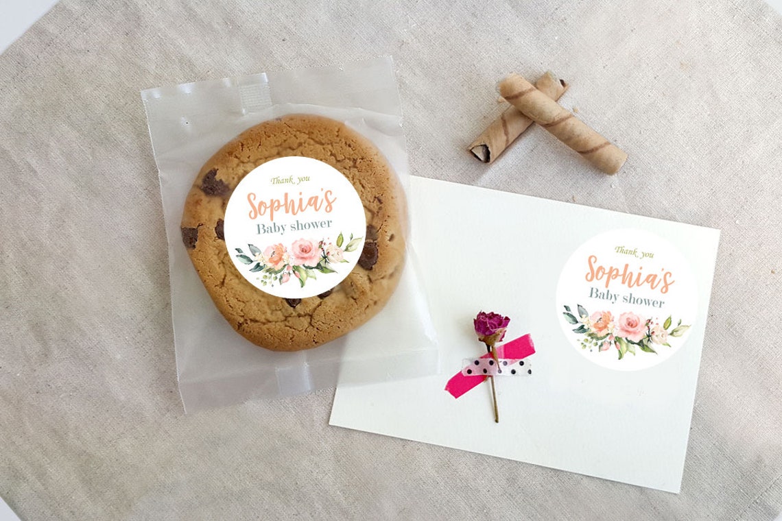 24 Floral Baby Shower Stickers, Flower Baby Shower Label, Baby Shower ...