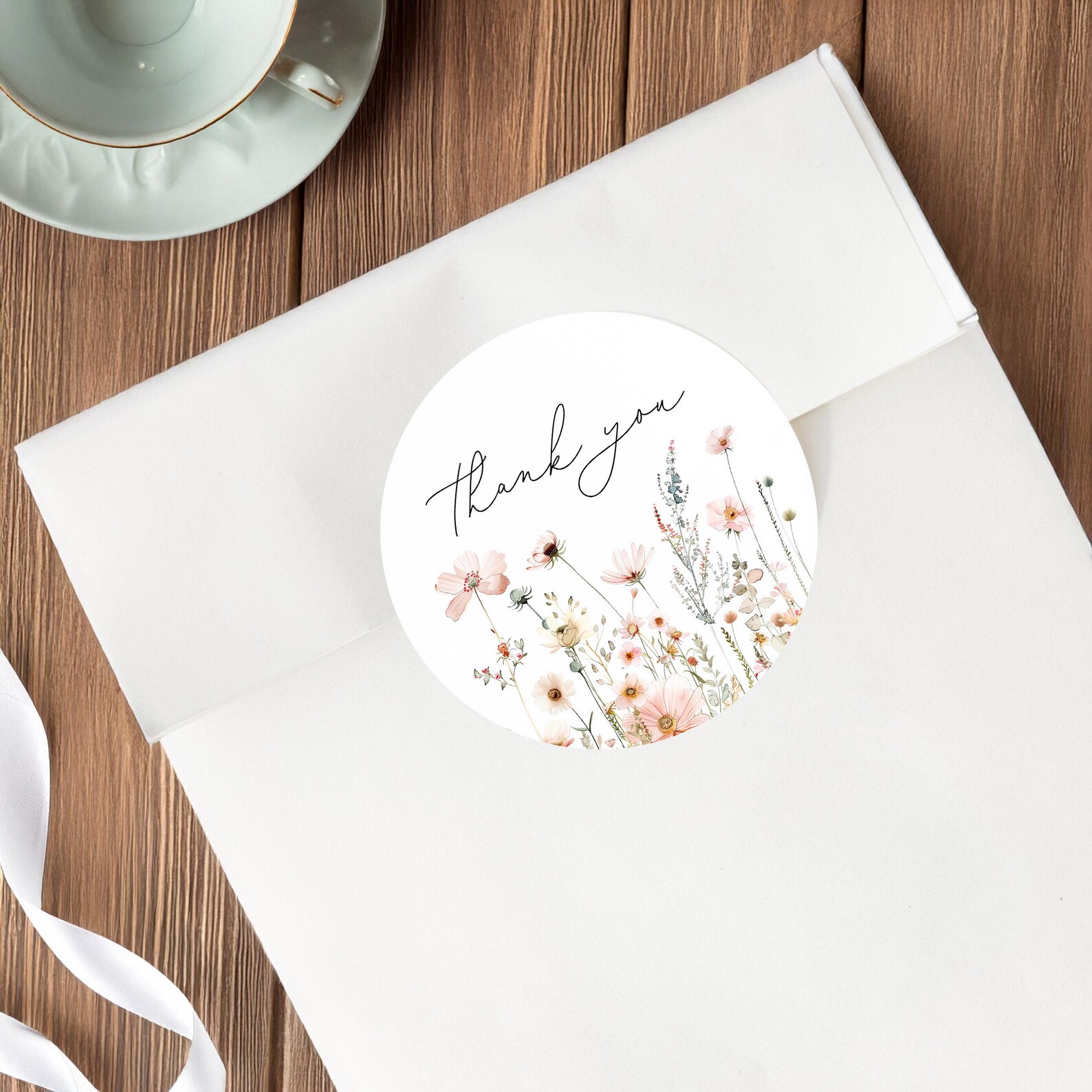 Meadow Flower Thank You Stickers, Floral Circle Labels - Etsy